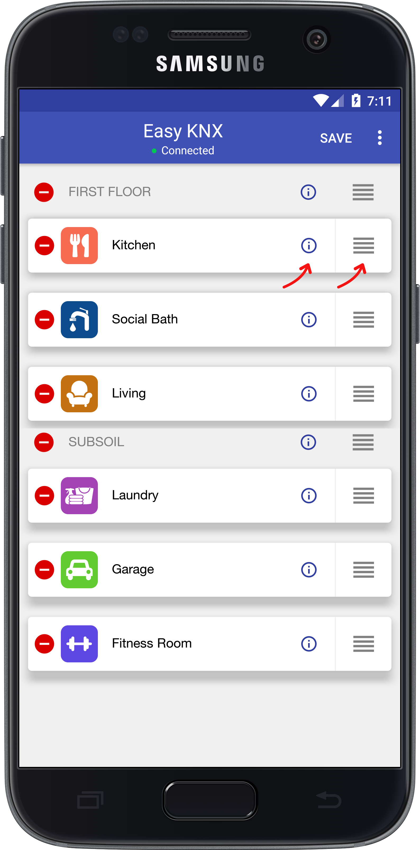 11- Editar habitaciones Easy KNX Android - IECOR